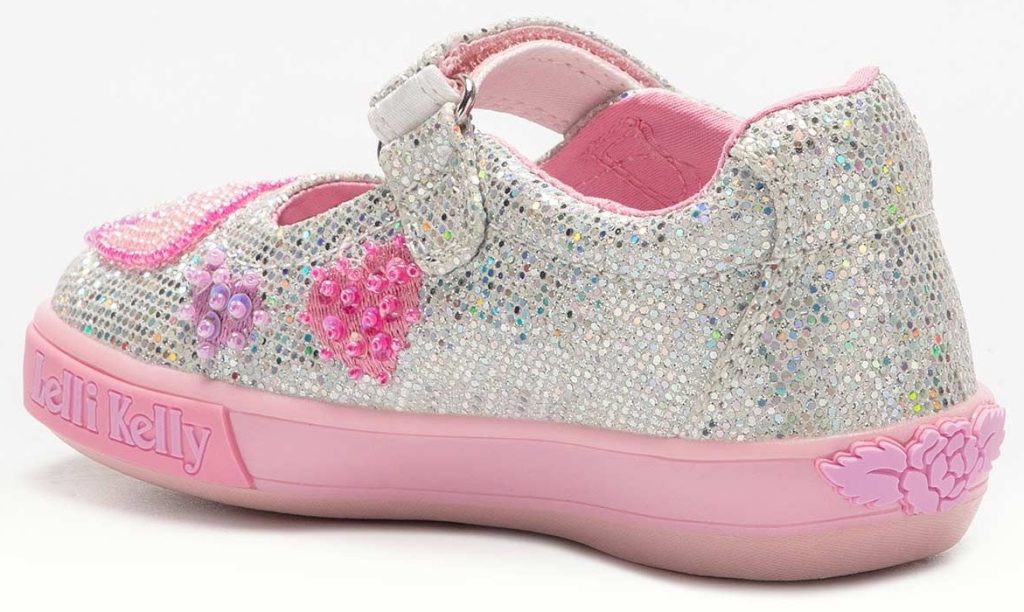 Lelli Kelly LK 2033 Cressida Silver Glitter Heart Bow Dolly Shoes ...